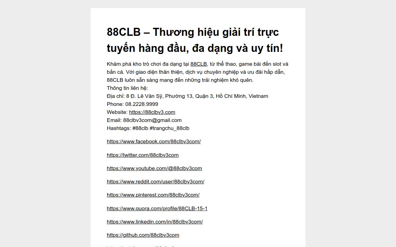 88CLB – Thương hiệu giải trí trực tuyến hàng đầu, đa dạng và uy tín!